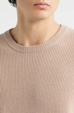 FRAME Crewneck Wool & Silk Rib Sweater