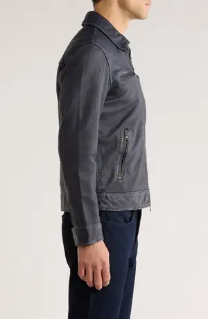 John Varvatos Nicholas Burnished Sheepskin Leather Jacket - Deep Blue
