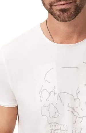 John Varvatos Skull Tiles Raw Edge Graphic T-shirt