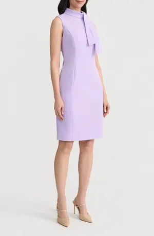 KASPER Tie Neck Sleeveless Sheath Dress