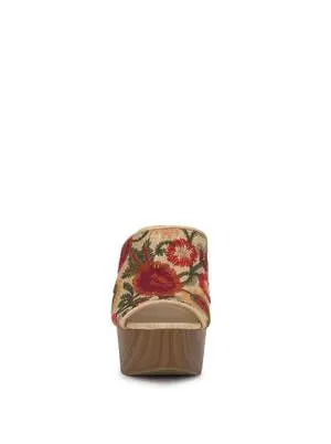 Vince Camuto Shelbie Floral Raffia Platform Slides