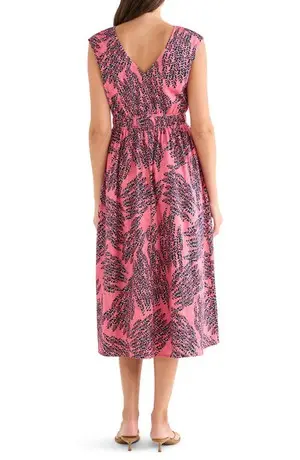 NIC+ZOE Sleeveless Stretch Cotton Midi Dress - Pink Multi