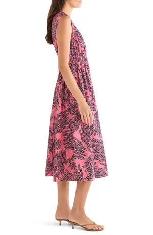 NIC+ZOE Sleeveless Stretch Cotton Midi Dress - Pink Multi