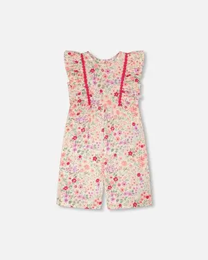 DEUX PAR DEUX Sleeveless Muslin Flowers Jumpsuit - Off White Printed Flowers