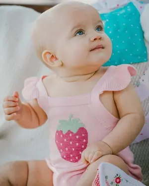 DEUX PAR DEUX Knit Strawberry Romper