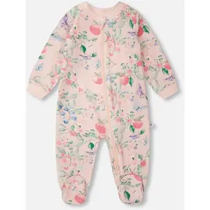 DEUX PAR DEUX Organic Cotton Jersey Printed Footed Pyjama - Pink Printed Berries