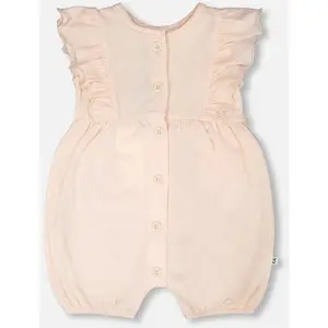 DEUX PAR DEUX Organic Cotton Jersey Romper With Frills - Peach