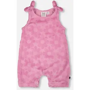 DEUX PAR DEUX Terry Cloth Sleeveless Romper With Bows - Pink