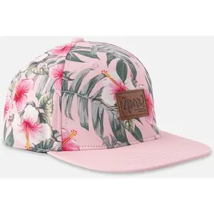 DEUX PAR DEUX Hibiscus Print Flat Brim Cap - Pink Hibiscus Print