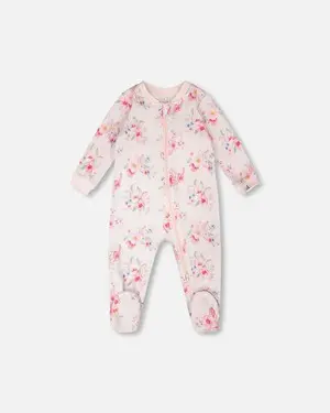 DEUX PAR DEUX Organic Cotton Flower Print One-piece Pyjama - Pink Printed Flowers