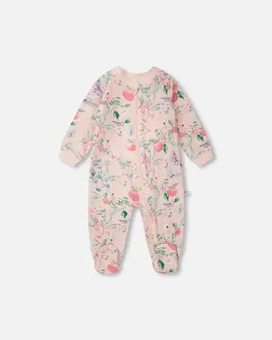 DEUX PAR DEUX Organic Cotton Jersey Fruit Print One-piece Pyjama - Pink Printed Berries