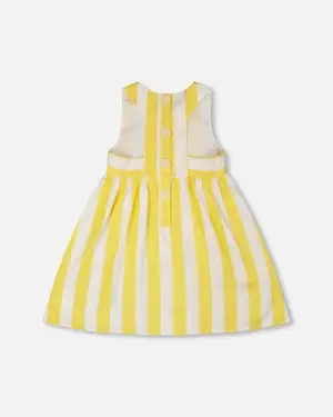 DEUX PAR DEUX Striped Sleeveless Flared Dress - White And Yellow Stripes