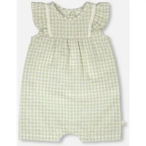 DEUX PAR DEUX Sleeveless Gingham Romper - Green Gingham