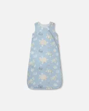 DEUX PAR DEUX Cotton Jersey Muslin Turtle Printed Sleep Sack
