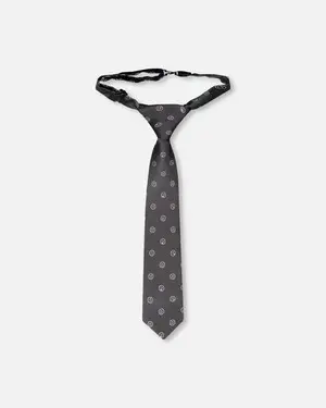 DEUX PAR DEUX Printed Neck Tie - Black Printed Smiles