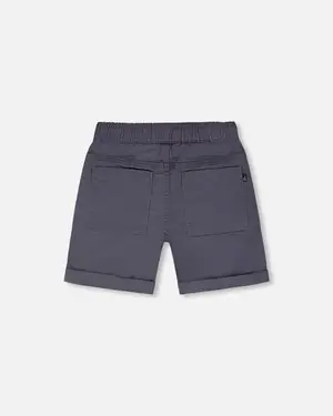 DEUX PAR DEUX Stretch Twill Shorts With Folded Hems - Grey