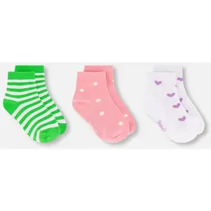 DEUX PAR DEUX Allover Prints Striped Cotton Socks Pack Of 3 - Striped Green