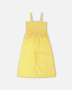 DEUX PAR DEUX Gingham Smocked Capri Jumpsuit
