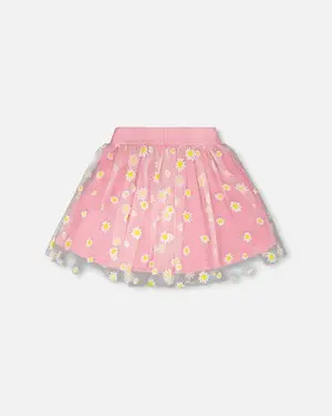 DEUX PAR DEUX Mesh And Crinkle Jersey Flared Skirt