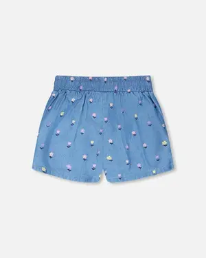DEUX PAR DEUX Chambray Floral Print Shorts