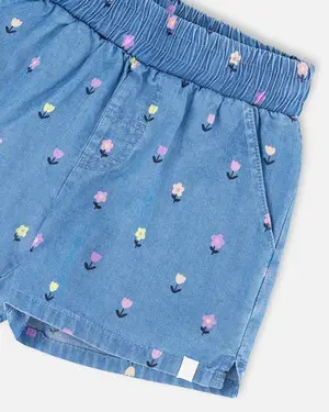 DEUX PAR DEUX Chambray Floral Print Shorts