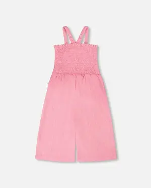 DEUX PAR DEUX Crinkle Jersey Smocking Sleeveless Jumpsuit