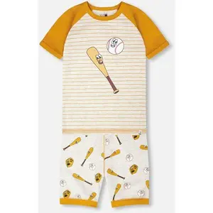 DEUX PAR DEUX Organic Cotton Baseball Two-piece Pyjama Set