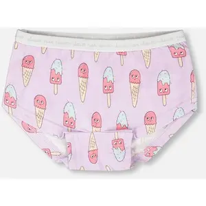 DEUX PAR DEUX Organic Cotton Ice Creams Boyshort Panty - Lilac Printed Ice Creams