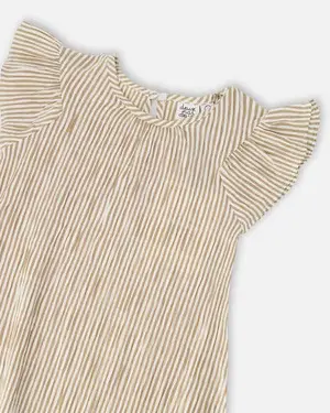 DEUX PAR DEUX Short Sleeve Striped Flared Dress