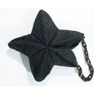 ZANATANY CONCEPTS Star Raffia Bag With Metal Chain
