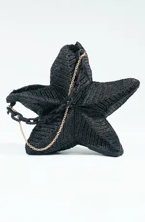 ZANATANY CONCEPTS Star Raffia Bag With Metal Chain