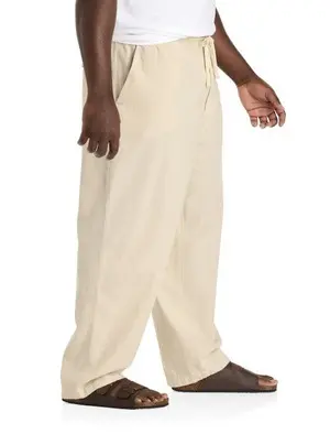 HARBOR BAY BY DXL Big & Tall Linen-blend Loose-fit Beach Pants - Natural