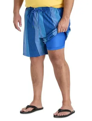 NAUTICA Big & Tall Striped Swim Trunks