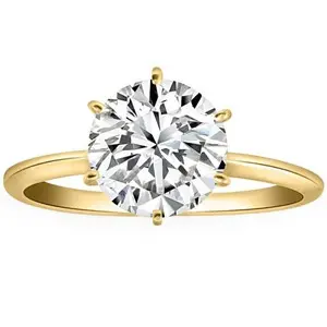 BLISS DIAMOND 2 1/2ct Lab Grown Diamond Solitaire Ring - 14k Yellow Gold