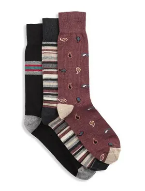 SYNRGY BY DXL Big & Tall 3-pack Paisley Socks - Multi
