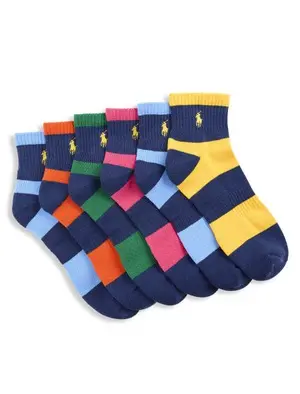 Polo Ralph Lauren Big & Tall 6-pack Rugby Quarter-top Socks - Multi