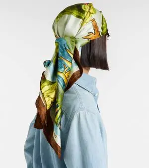 ALEMAIS Printed Silk Satin Scarf