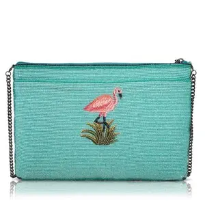 MARY FRANCES ACCESSORIES Coastal Notes Beaded Crossbody Handbag