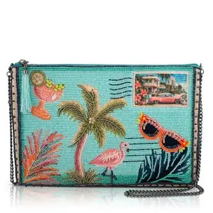 MARY FRANCES ACCESSORIES Coastal Notes Beaded Crossbody Handbag