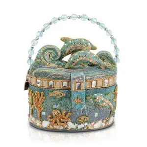 MARY FRANCES ACCESSORIES Crystal Dolphin Top Handle Handbag