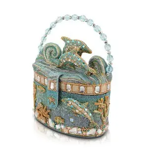 MARY FRANCES ACCESSORIES Crystal Dolphin Top Handle Handbag