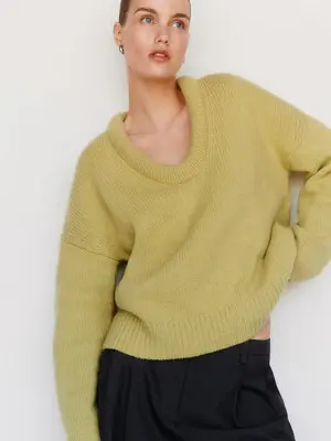 REFORMATION Jonie Cashmere Oversized Scoop Neck Sweater - Green