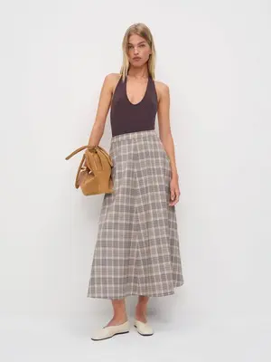 REFORMATION Peony Checked Maxi Skirt