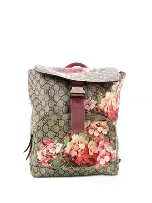 Gucci Buckle Blooms Print Gg Coated Canvas Medium Backpack
