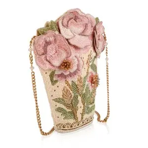 MARY FRANCES ACCESSORIES Floral Beaded Crossbody Handbag