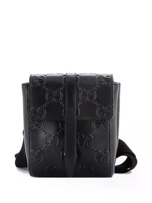 Gucci Double Gg Embossed Perforated Leather Belt Bag