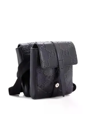 Gucci Double Gg Embossed Perforated Leather Belt Bag
