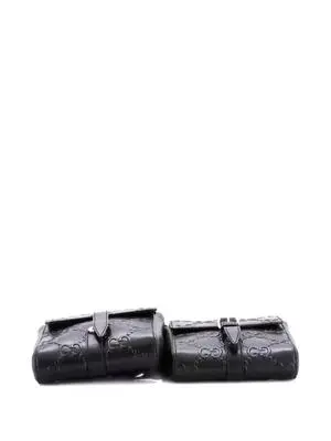 Gucci Double Gg Embossed Perforated Leather Belt Bag