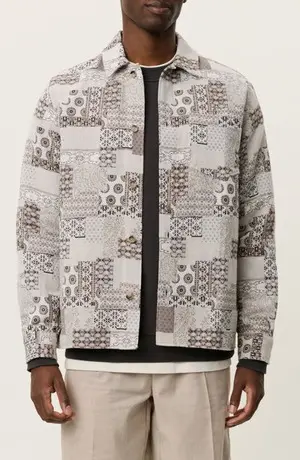 LES DEUX Layton Patch Jacquard Button-up Shirt Jacket