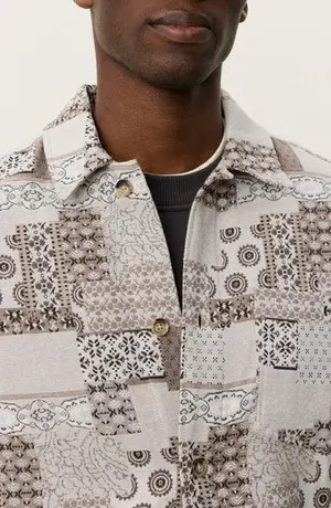LES DEUX Layton Patch Jacquard Button-up Shirt Jacket